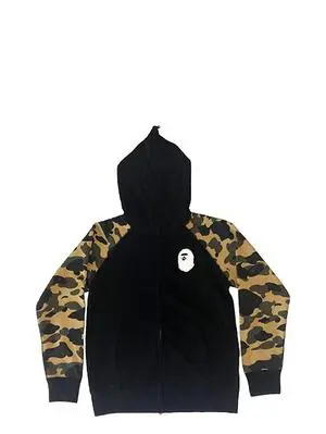 A BATHING APE Premium Happy New Year 1st Camo Sleeves Full Zip Hoodie Black/yellow