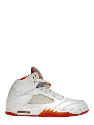JORDAN 5 Retro High-top Sneakers - White/fire Red/sunset