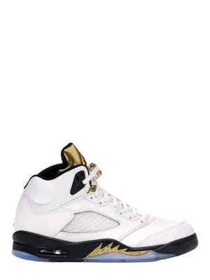 JORDAN 5 Retro Olympic Sneakers - White/black/metallic Gold Coin
