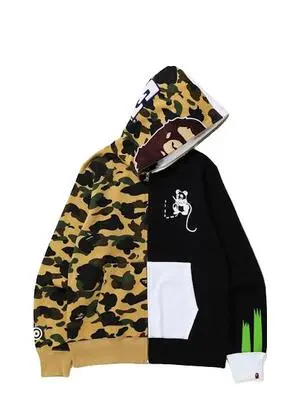 A BATHING APE 1st Camo Ape Panda Half Full Zip Hoodie - Yellow