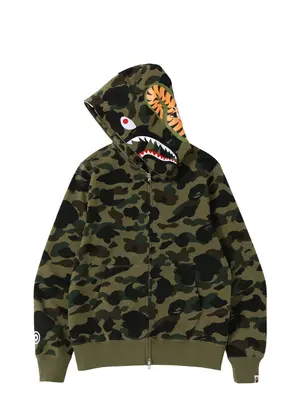 A BATHING APE 1st Camo Shark Full Zip Hoodie - Green