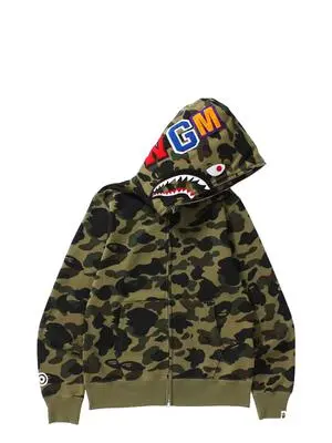 A BATHING APE 1st Camo Shark Full Zip Hoodie - Green