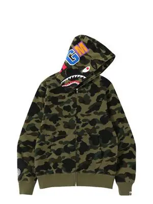 BAPE 1st Camo Shark Zip Hoodie - Army Green (screen Printed Wgm)