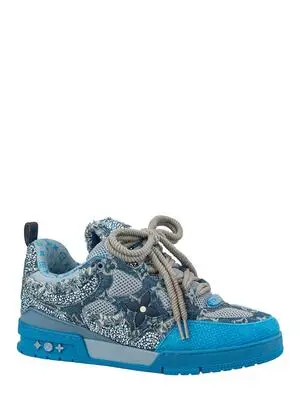 LOUIS VUITTON Skate Trainer Swarovski Monogram Sneakers - Blue