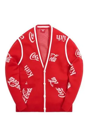 Kith X Cocacola X Mitchell & Ness Coke Logo Cardigan - Red