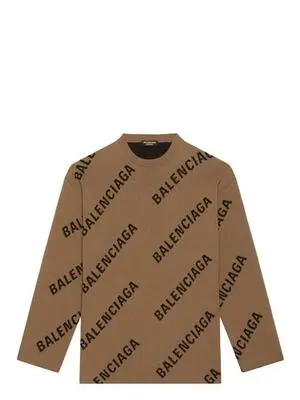 Balenciaga Logo Intarsia Oversized Crewneck Sweatshirt - Light Brown