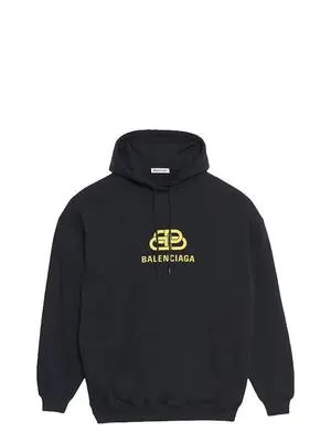 Balenciaga Oversized Interlocked Bb Hoodie - Black/yellow