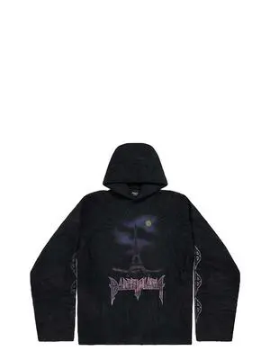 Balenciaga Paris Moon Crinkled Hoodie - Black