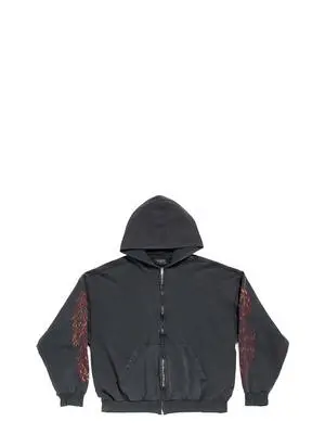 Balenciaga Offshore Zip-up Hoodie Medium Fit - Black Faded