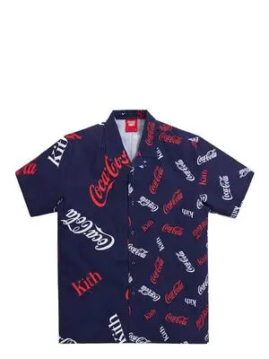 Kith X Cocacola Printed Camp Collar Shirt - Navy Blue