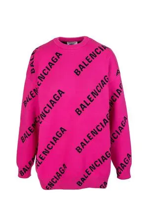 BALENCIAGA Oversized Intarsia Logo Crewneck Sweatshirt