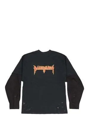 Balenciaga Metal Logo Layered Long Sleeve T-shirt - Black