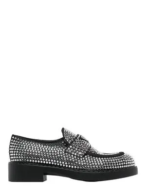 Prada Crystal Embellished Loafers - Silver