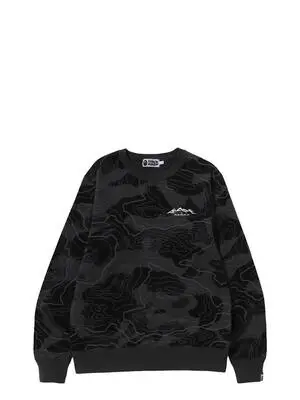 A BATHING APE Layered Line Camo Crewneck Sweatshirt Black