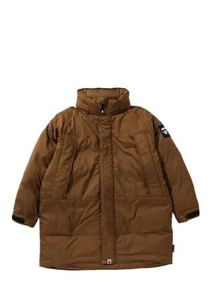 A BATHING APE Long Relaxed Fit Down Jacket - Beige