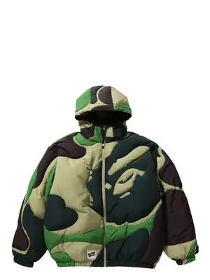A BATHING APE Mega Abc Camo Detachable Hoodie Puffer Down Jacket - Green