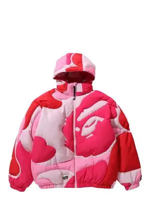 A BATHING APE Mega Abc Camo Detachable Hoodie Puffer Down Jacket - Pink