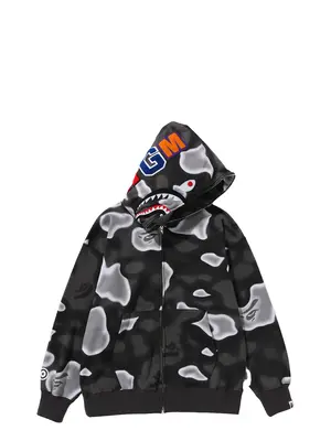 A BATHING APE Liquid Camo Shark Relaxed Fit Full Zip Hoodie - Black