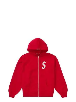 Supreme S Logo Zip Up Hooded Sweatshirt - Red