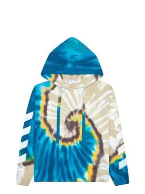 Off-White Tie-dye Knit Hoodie - Bone/blue/white