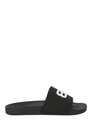 Balenciaga 3d Bb Logo Pool Slides - Black/white