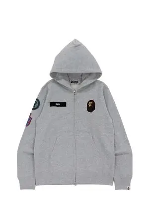 A BATHING APE Military Patch Zip Up Hoodie - Gray