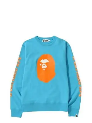 A BATHING APE Mad Face Wide Crewneck Sweatshirt - Sax