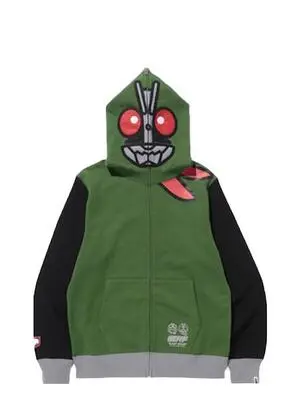 A BATHING APE Masked Rider Full Zip Hoodie - Green