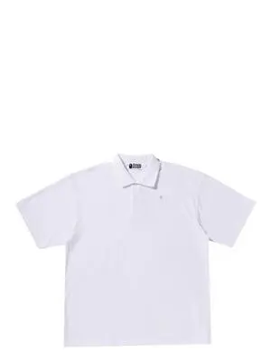 A BATHING APE Ape Head Towelling Relaxed Fit Polo Shirt - White