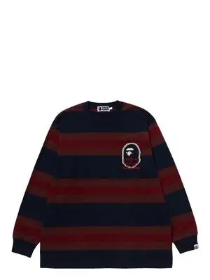 A BATHING APE Badge Hoop Long Sleeve Tee Shirt - Navy Blue
