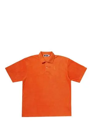 A BATHING APE Ape Head Towelling Relaxed Fit Polo Shirt - Orange