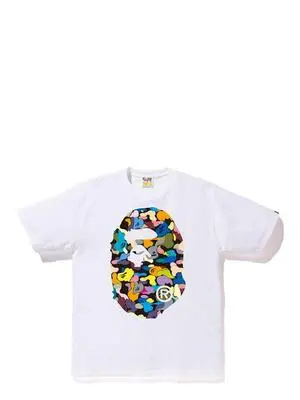 A BATHING APE Camo Big Ape Head Tee Shirt White/black