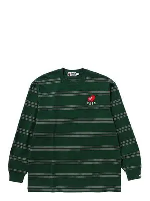 A BATHING APE Ape Heart Hoop Long Sleeve Tee Shirt - Green