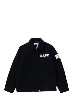 A BATHING APE Melton Zip Jacket - Navy Blue
