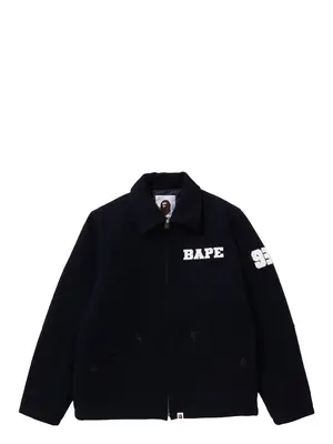 A BATHING APE Melton Zip Jacket Navy