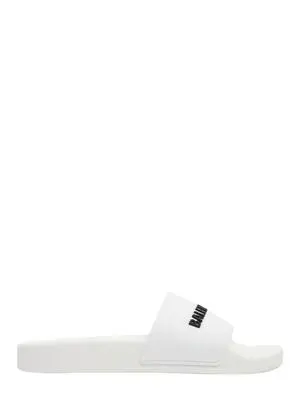 Balenciaga Pool Slides With 3d Logo - White/black