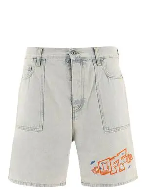 OFF-WHITE Utility Embroidered Logo Denim Shorts