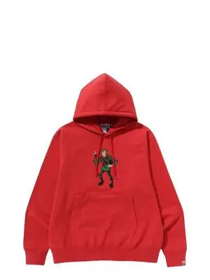 A BATHING APE Ape Graphic Relaxed Fit Pullover Hoodie - Red