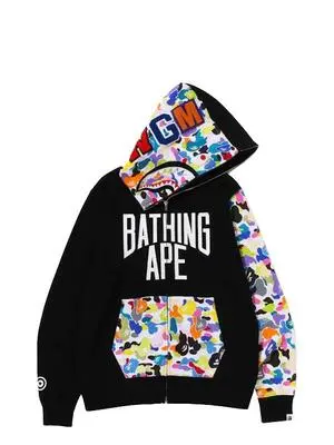 A BATHING APE Camo Nyc Logo Shark Full Zip Hoodie - Black