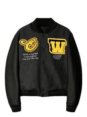 Off-White Vars Cat Leather Jacket - Black/yellow