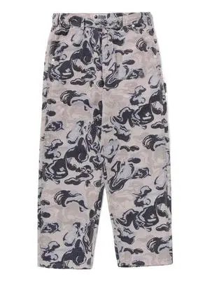 A BATHING APE Art Camo Gobelin Work Pants - Blue