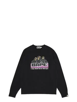 A BATHING APE Archive Ape Shall Never Kill Ape Crewneck Sweatshirt - Black