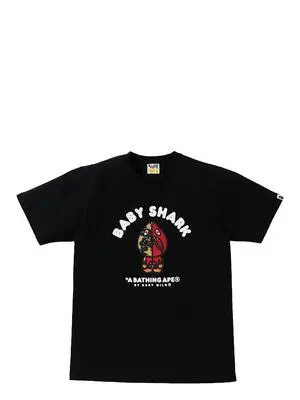 A BATHING APE Baby Milo Shark College Tee Shirt Black/red