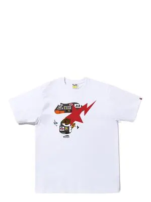 A BATHING APE Label Ape Face Tee Shirt - White