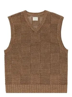 Aimé Leon Dore Checkered Linen Vest - Brown