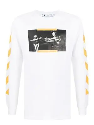 Off-White Off Caravaggio Saint Jerome Writing Print Longsleeve T-shirt - White/yellow/black