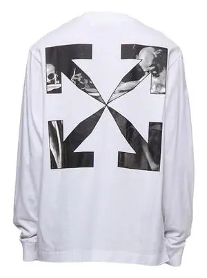 Off-White Off Caravaggio Arrow Skate Long Sleeve Tee Shirt - White