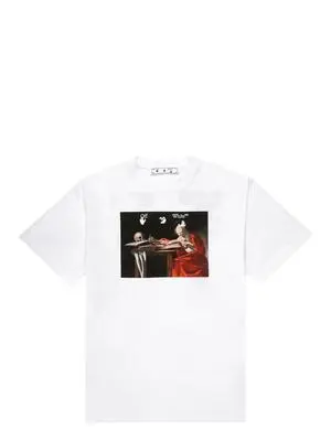 Off-White Off Caravaggio Short Sleeve Over Tee Shirt - White/red