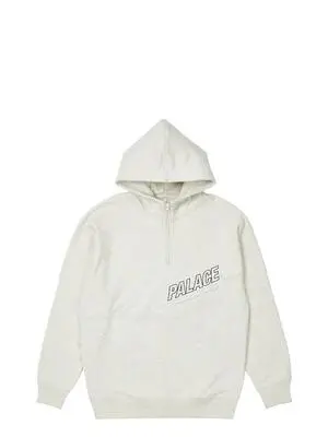 PALACE Slant 1/4 Zip Hood - Light Grey Marl