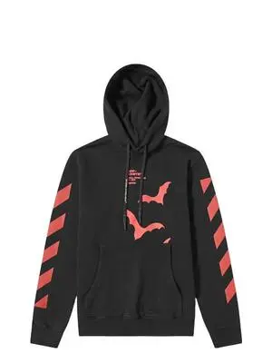 Off-White Diagonal Sleeve Bats Slim Fit Hoodie - Black Red
